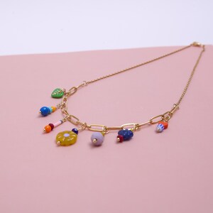 Colorful Charm Necklace, Layering Necklace, Handmade Jewelry, Handmade ...