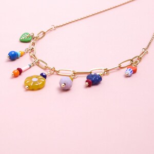 Colorful Charm Necklace, Layering Necklace, Handmade Jewelry, Handmade ...