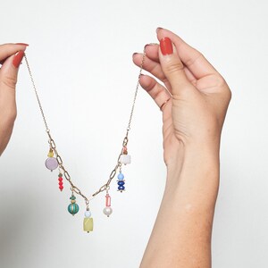 Multi Charm Necklace, Colorful Charm Necklace, Layering Necklace ...