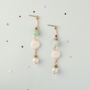 Seashells Ear Jacket Front-back Earrings, Pearl Earrings, Unique and ...