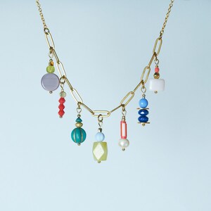 Multi Charm Necklace, Colorful Charm Necklace, Layering Necklace ...