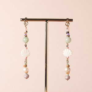 Seashells Ear Jacket Front-back Earrings, Pearl Earrings, Unique and ...