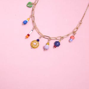 Colorful Charm Necklace, Layering Necklace, Handmade Jewelry, Handmade ...