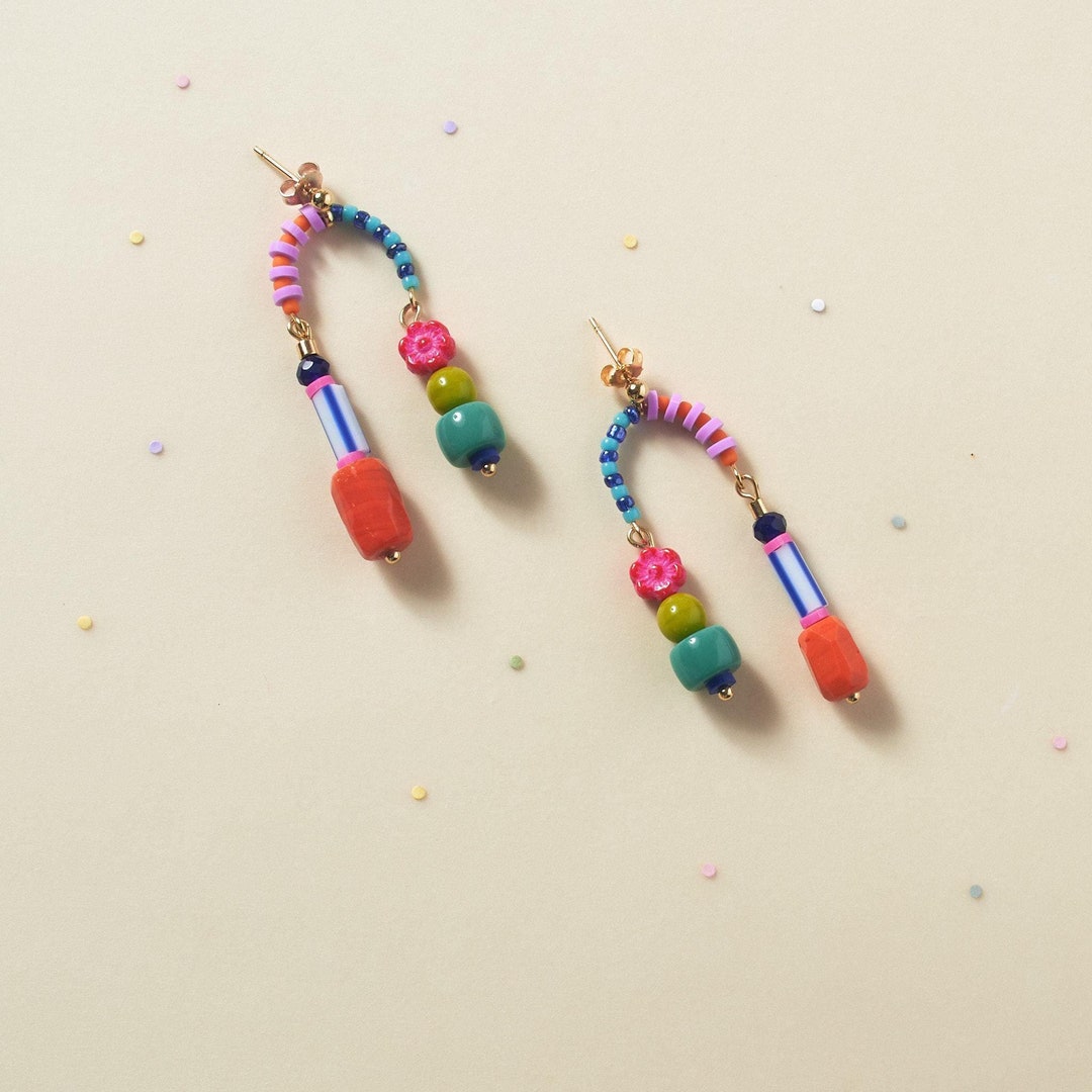 Magenta Earrings, Orange and Fuchsia Earrings, Creative Jewels ...