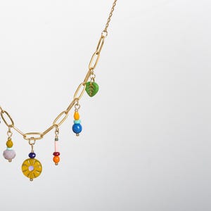 Colorful Charm Necklace, Layering Necklace, Handmade Jewelry, Handmade ...