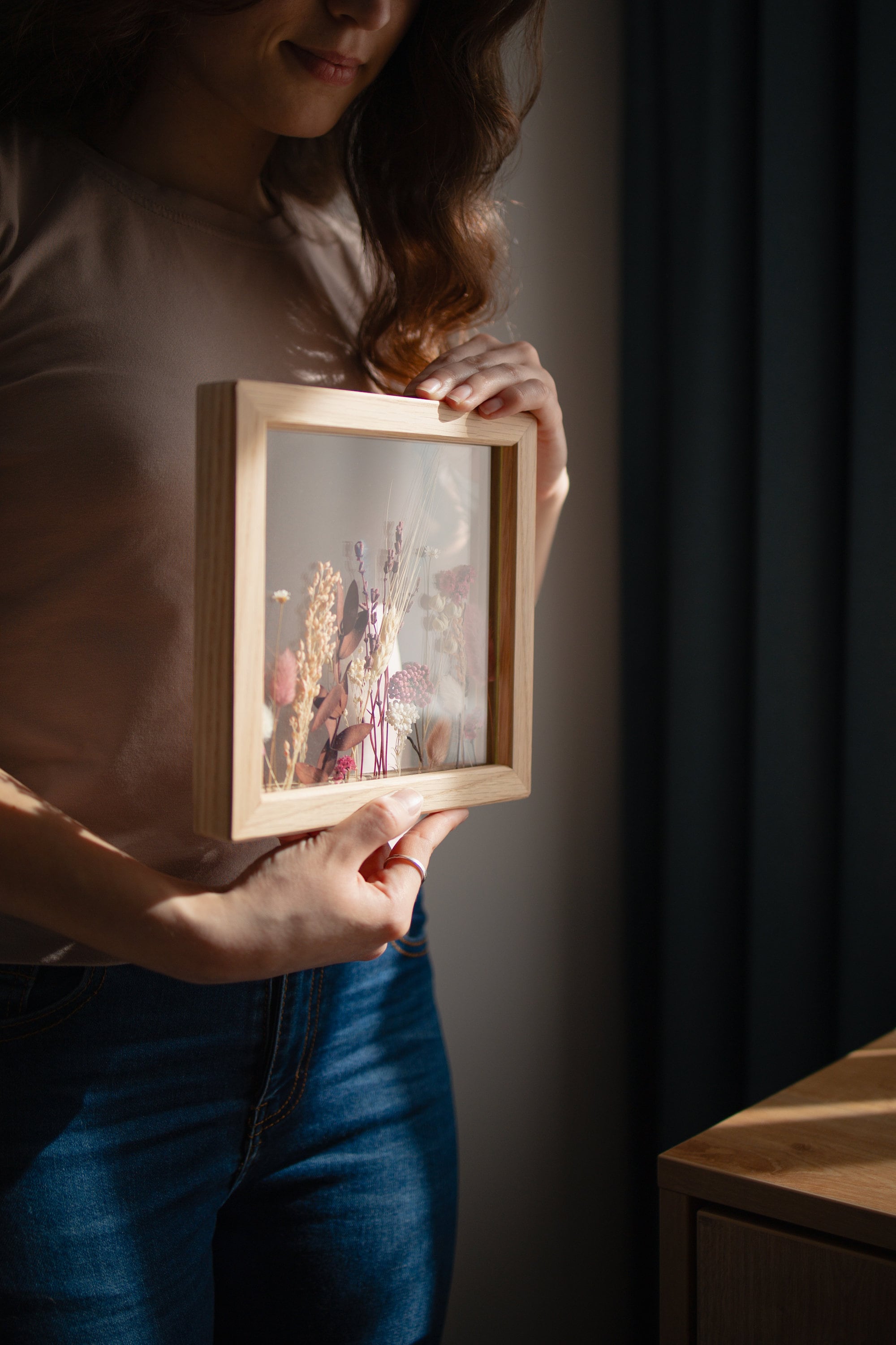 Handmade Botanical Panel With Preserved Plants in Wide Oak Frame With ...