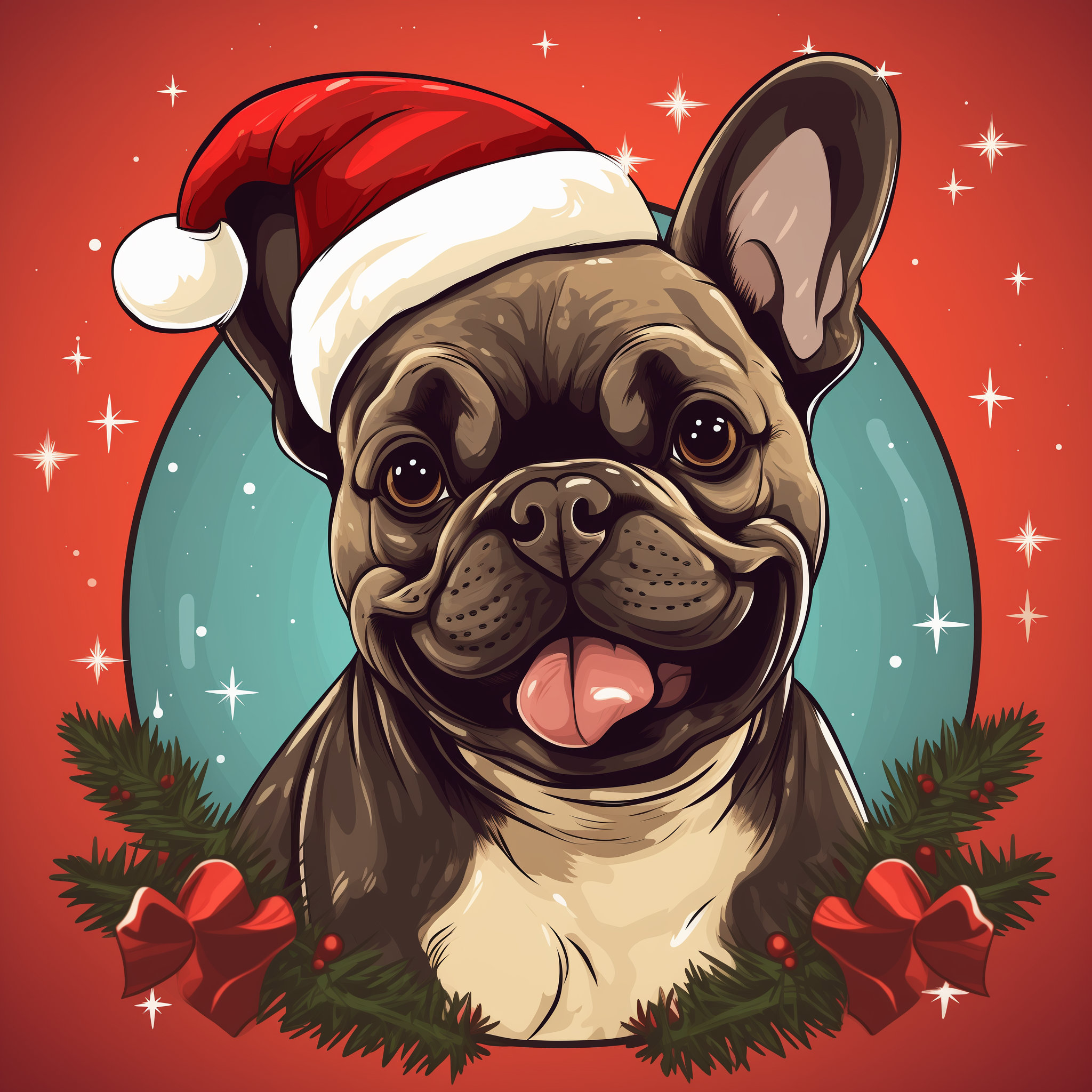 Digital Art - Christmas Frenchie - Christmas French Bulldog - Etsy