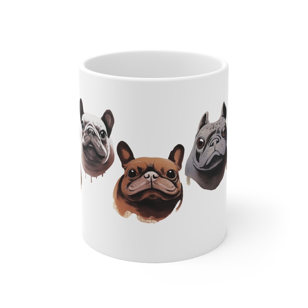 Funny Frenchie Mug - Cute French Bulldog Ink Art - Ceramic Coffee Cup ...