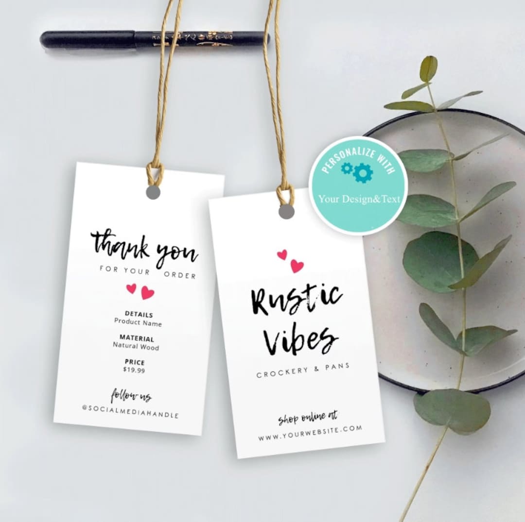 Custom Hang Tags With Strings (thickness 300 GSM) Personalized Thank ...