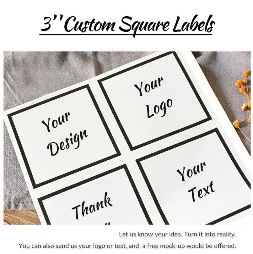 3 Custom Square Labels With Rounded/squared Corners, PVC Stickers for ...