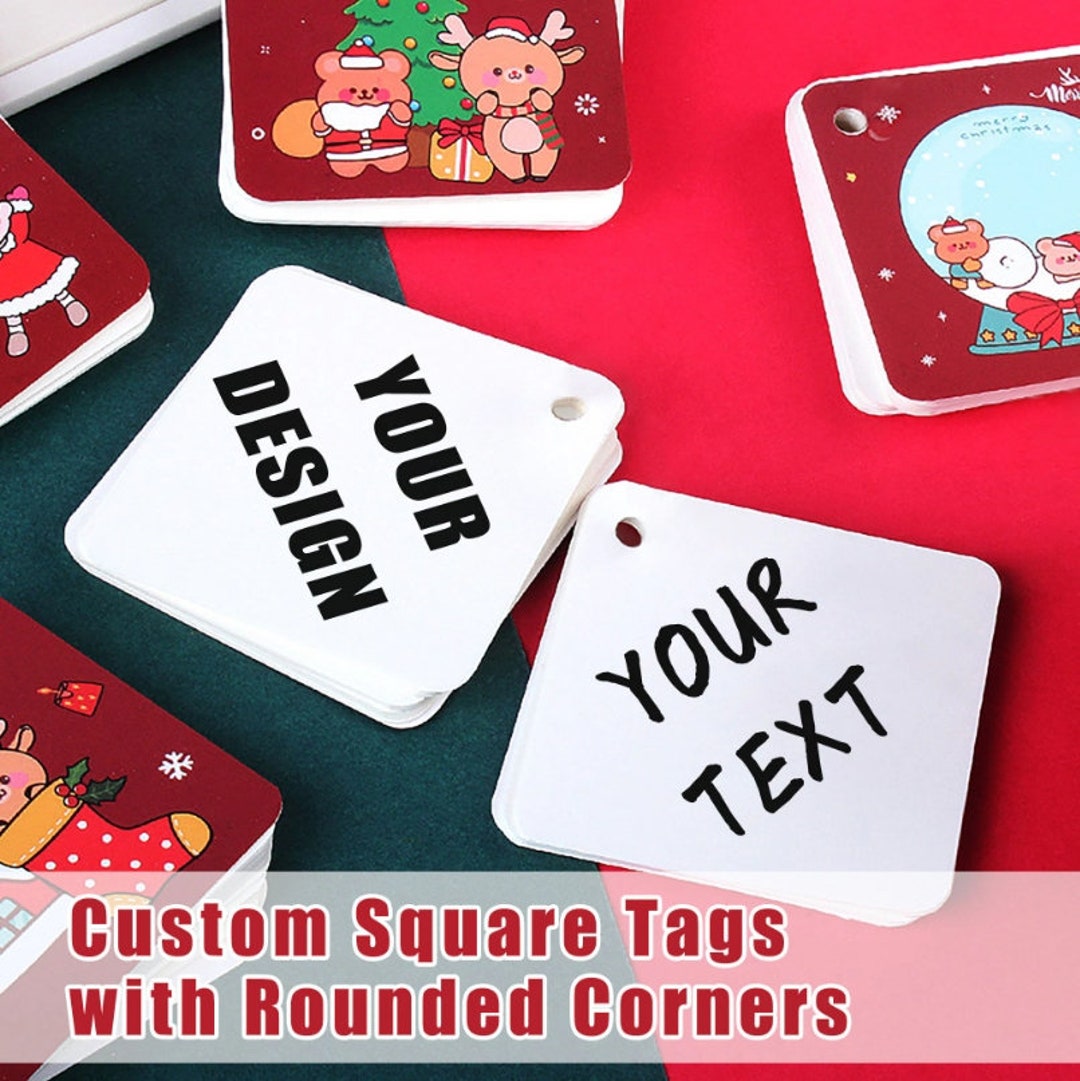 Custom 2.5"×2.5" Square Hang Tags With Round Corners (thickness 500 GSM ...