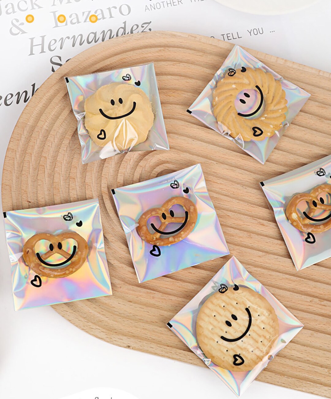 100pcs 7cm×7cm Rainbow Smiley Faces Cookie Bags, Gift Favors for ...