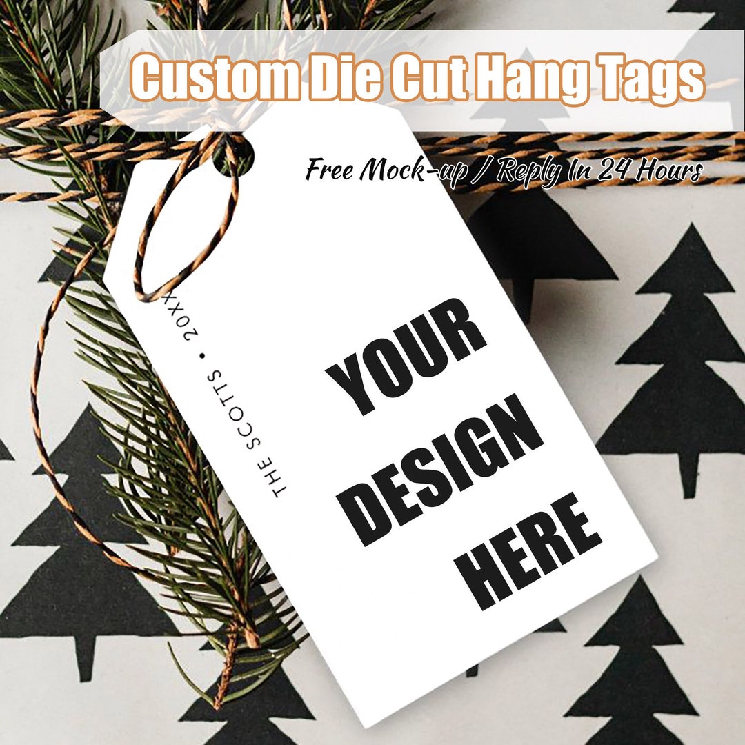Custom Die Cut Hang Tags With String, 1.49"x2.28" Tags(thickness 300 ...