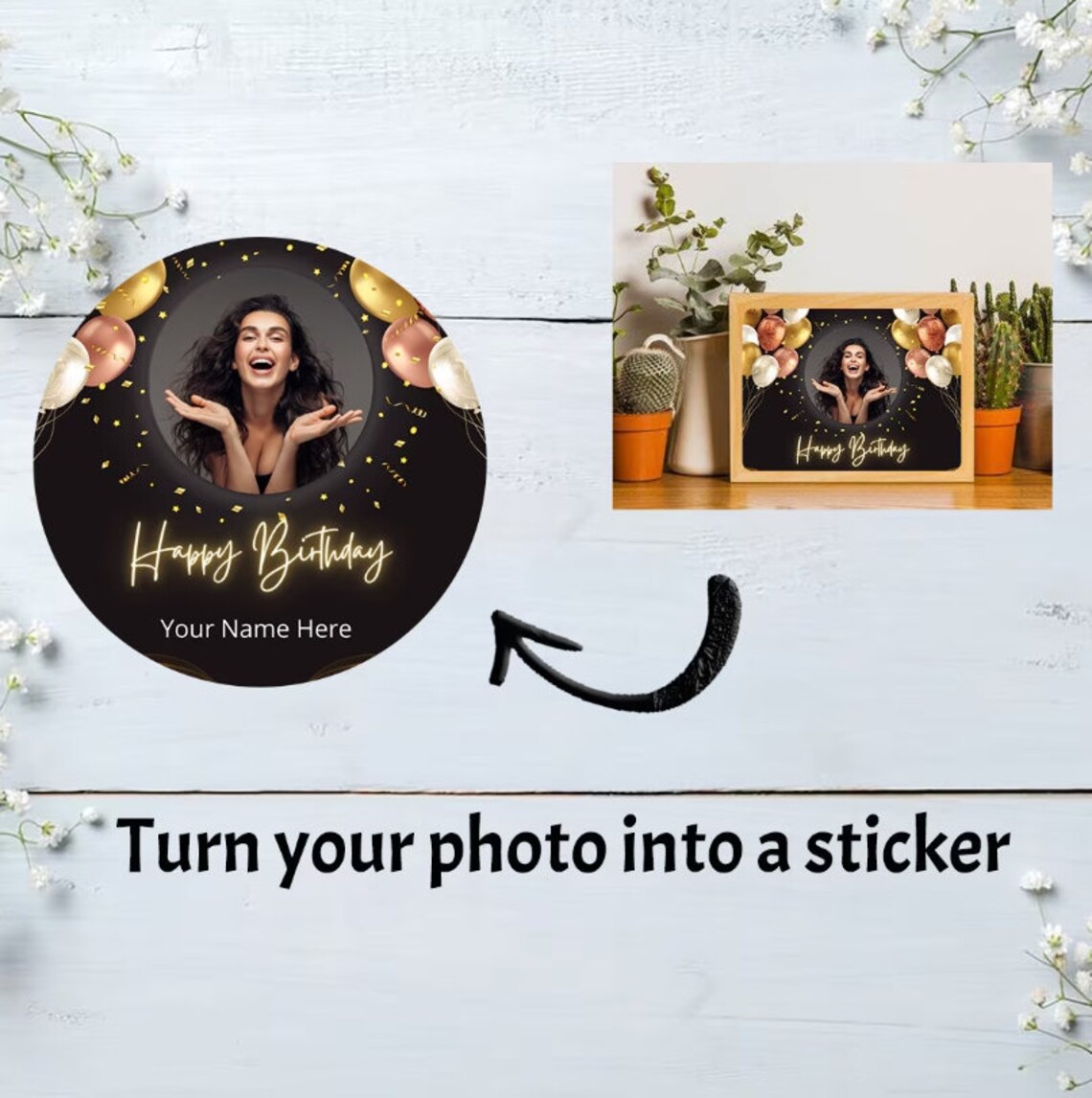 100pcs Personalized Circle Photo Labels,custom Text Stickers,custom ...
