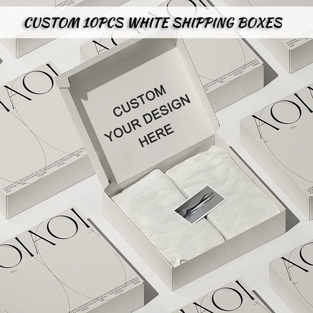 10pcs Personalized White Mailer Cardboard Shipping Boxes, Custom Mailer ...