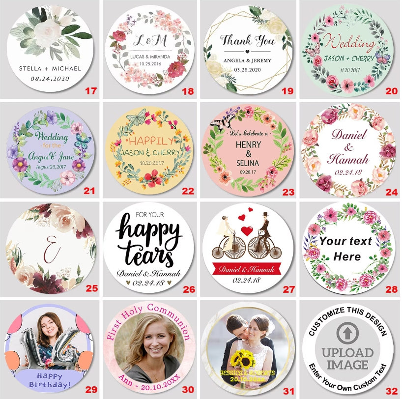 100pcs Personalized Circle Photo Labels,custom Text Stickers,custom ...