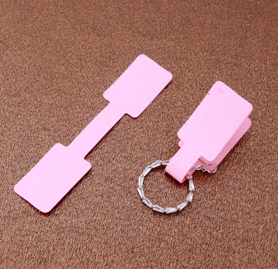 Pink Rectangle Jewelry Blank Labels, Fold Over Ring Holder, Paper Price ...