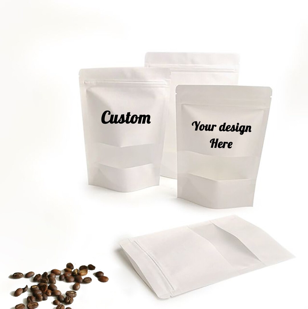 Personalized 50pcs White Windowed Packaging Bag, Resealable Stand up ...