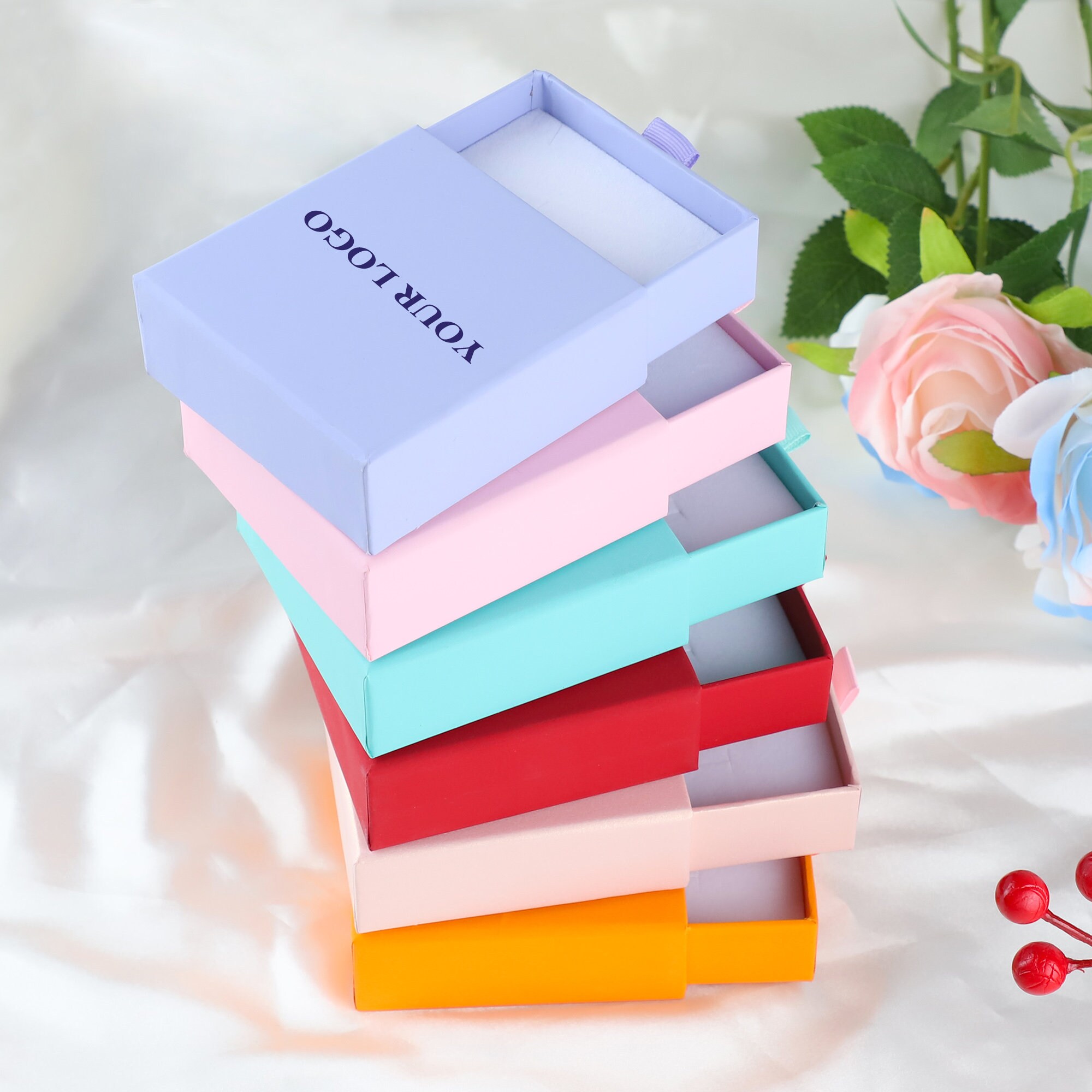 100 Pcs Custom Logo/text Paper Jewelry Boxes, Personalized Portable ...