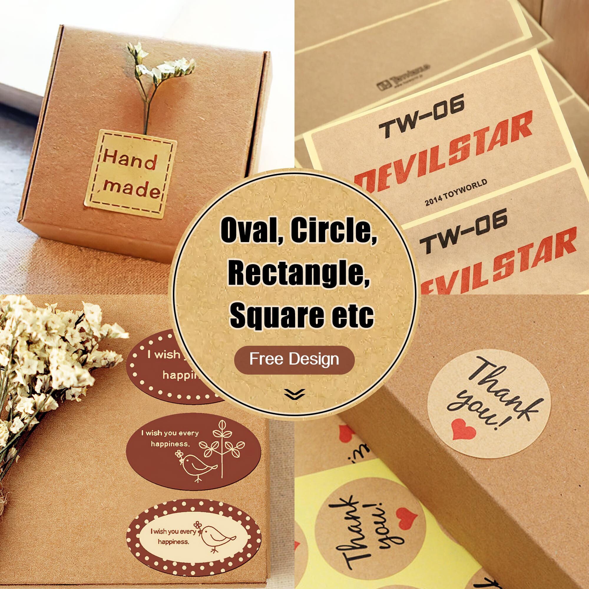 Personalization Kraft Stickers/ Labels, Premium Kraft Adhesive Label ...