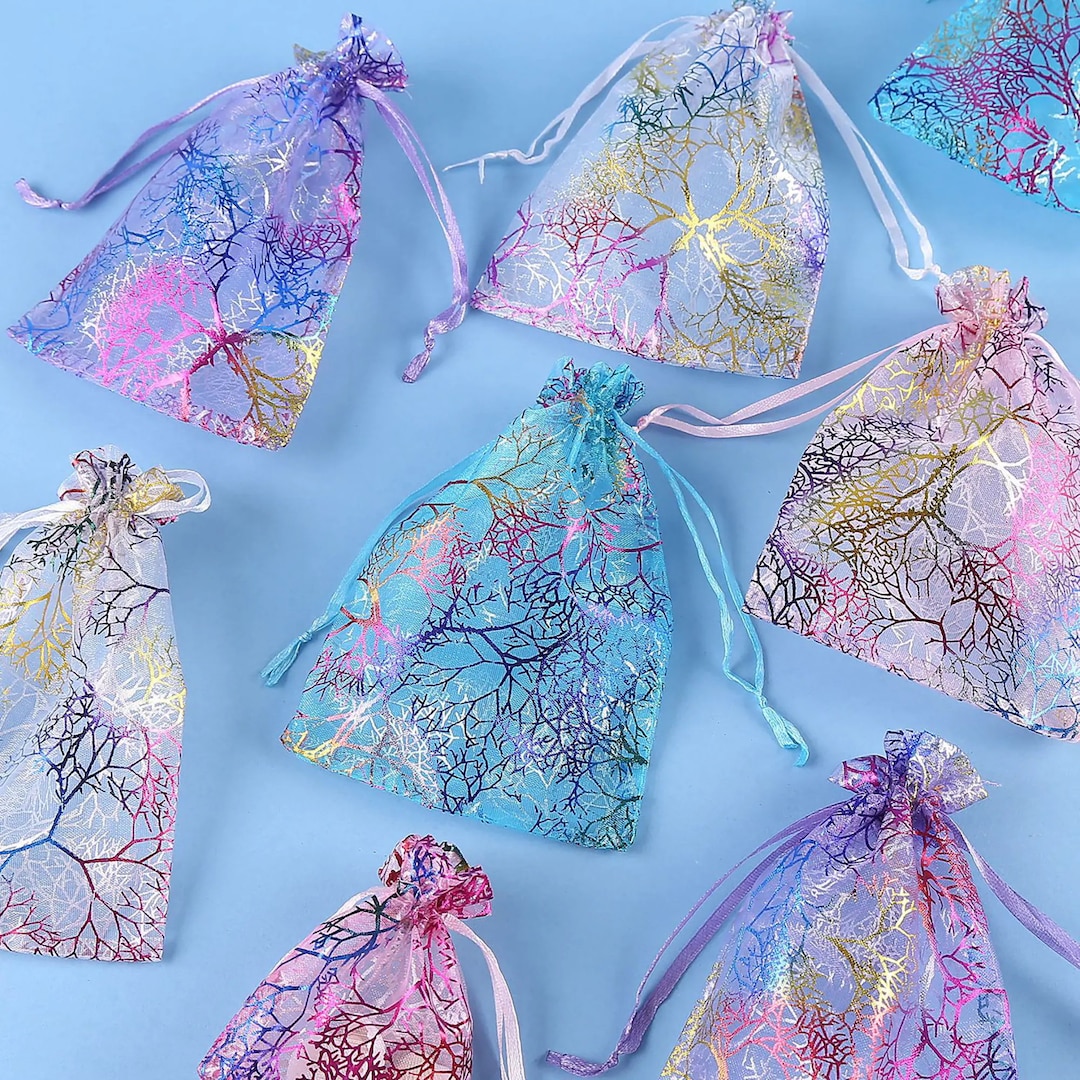 100 Organza Drawstring Bags, Wedding Favor Bags, Party Gift Bags ...
