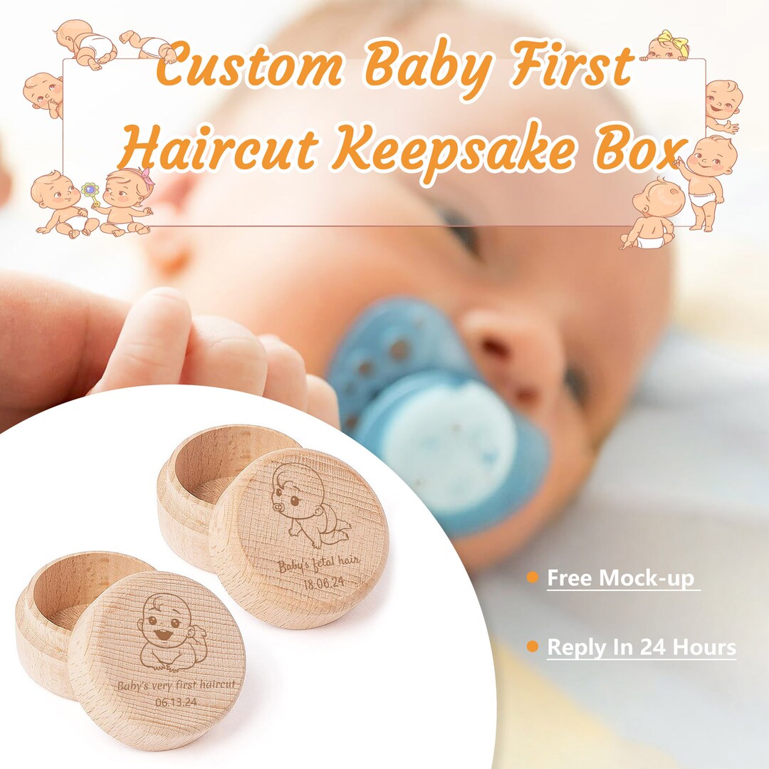 Personalized Baby First Haircut Keepsake Box, Baby's First Lock of Hair ...