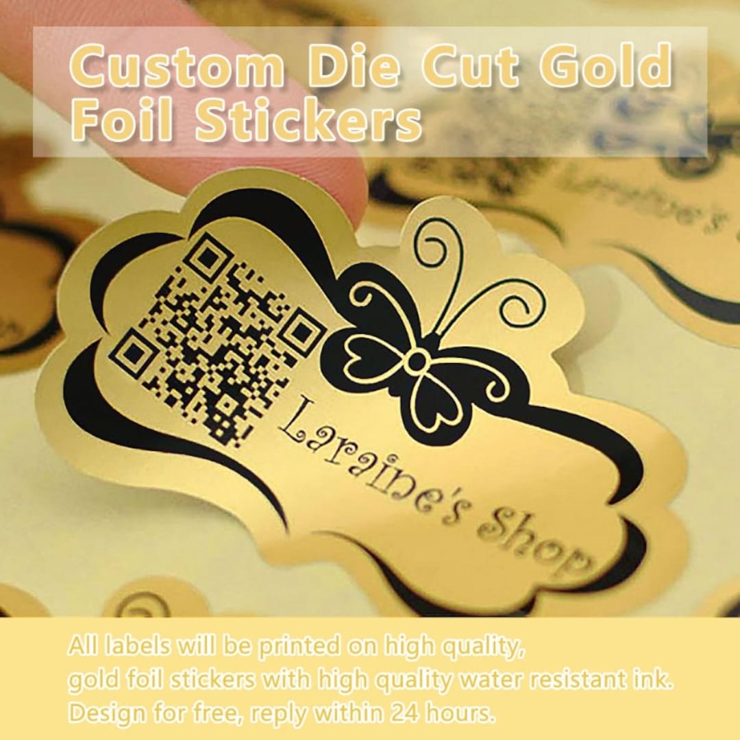 Any Shape Custom Gold Foil Stickers, Gold Foil Printing, Shiny Die Cut ...