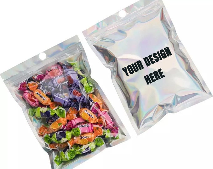 Custom Holographic Color Bags, Personalized Clear Food Storage Bags ...