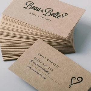 Personalized Recycled Kraft Paper Business Cards, Printable Kraft ...