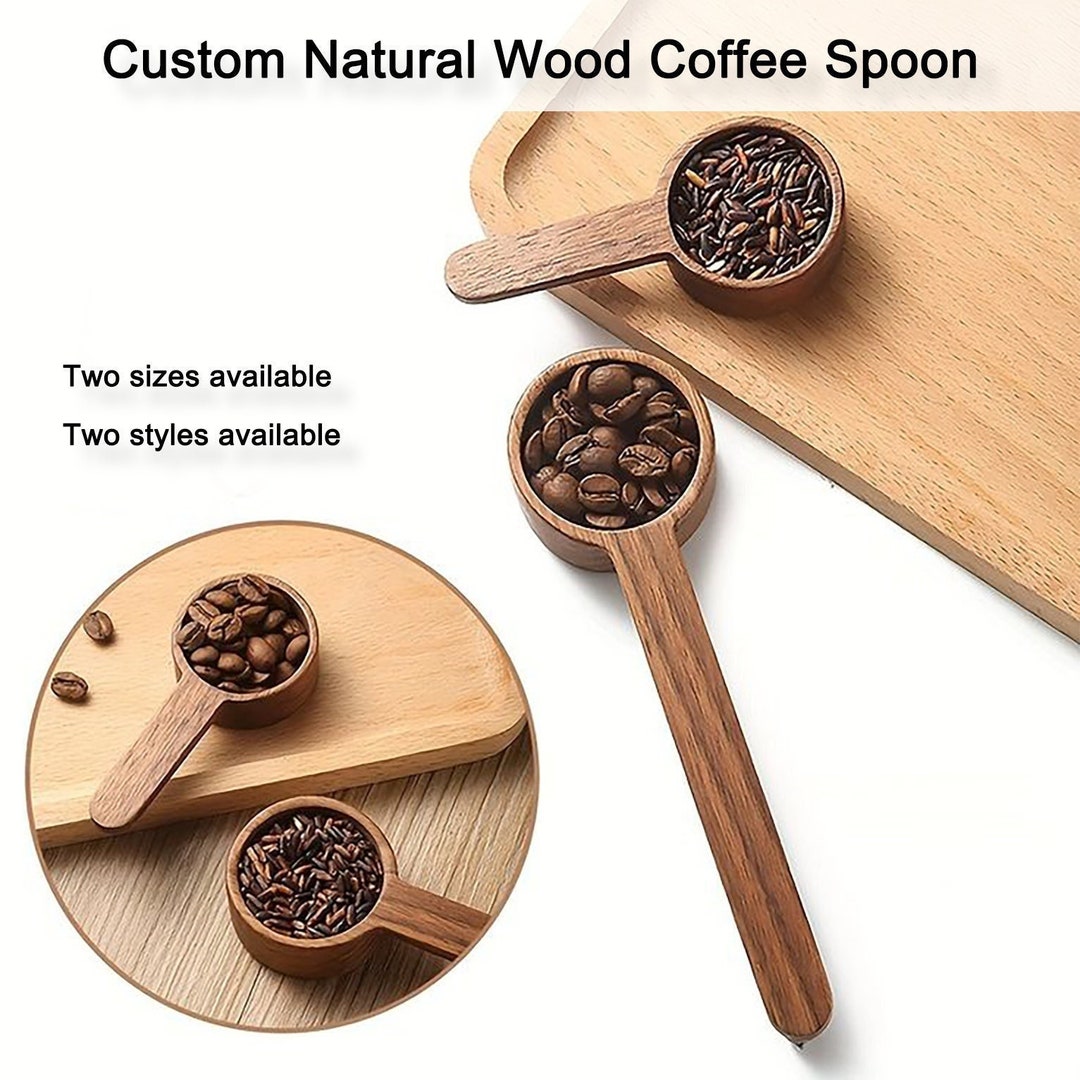 Personalized Wooden Coffee Scoop, Engraved Solid Wooden Coffee Bean ...