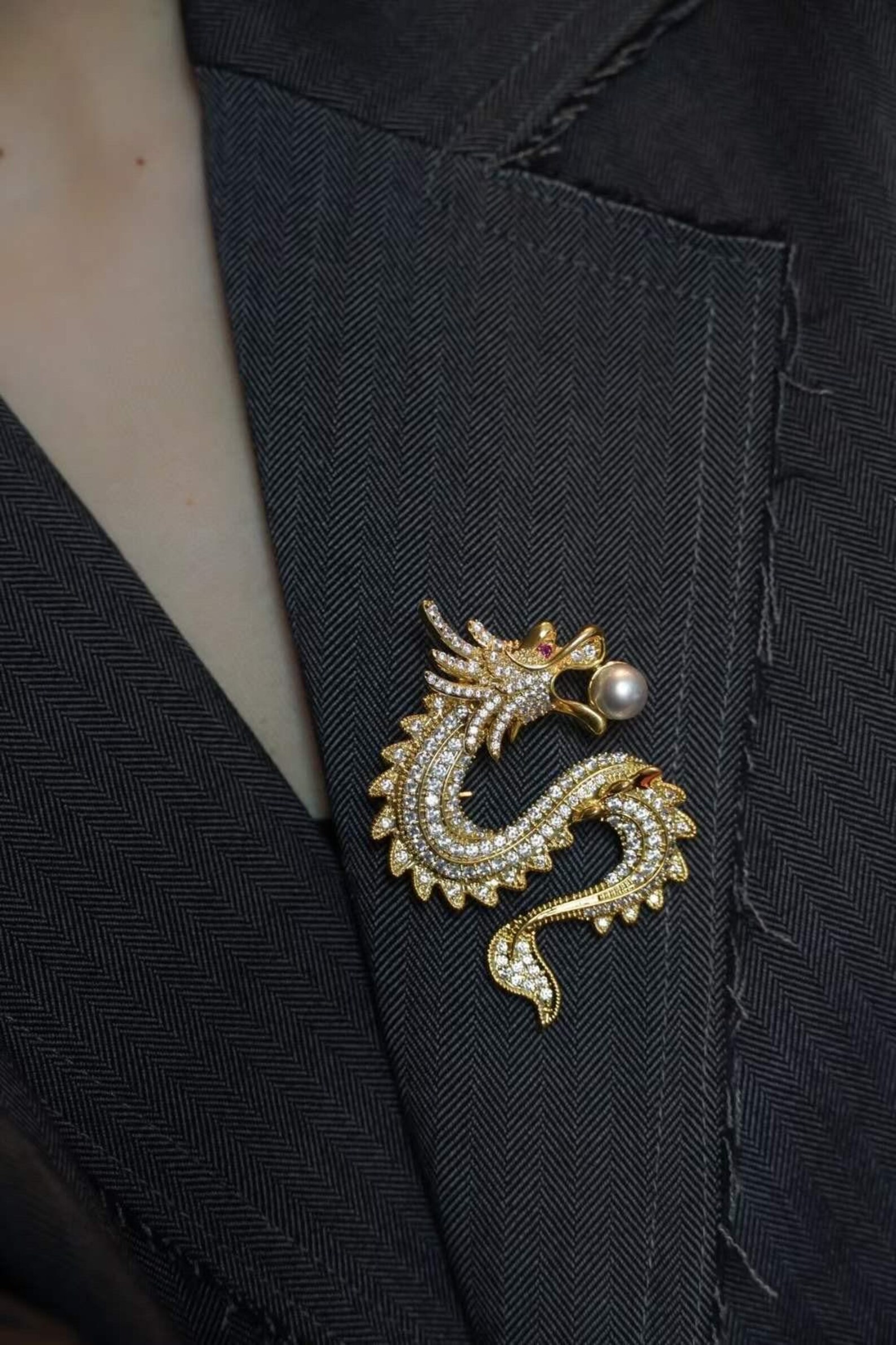 Statement Dragon Brooch Pin Gift, Year of Dragon Gift, Natural Pearl ...