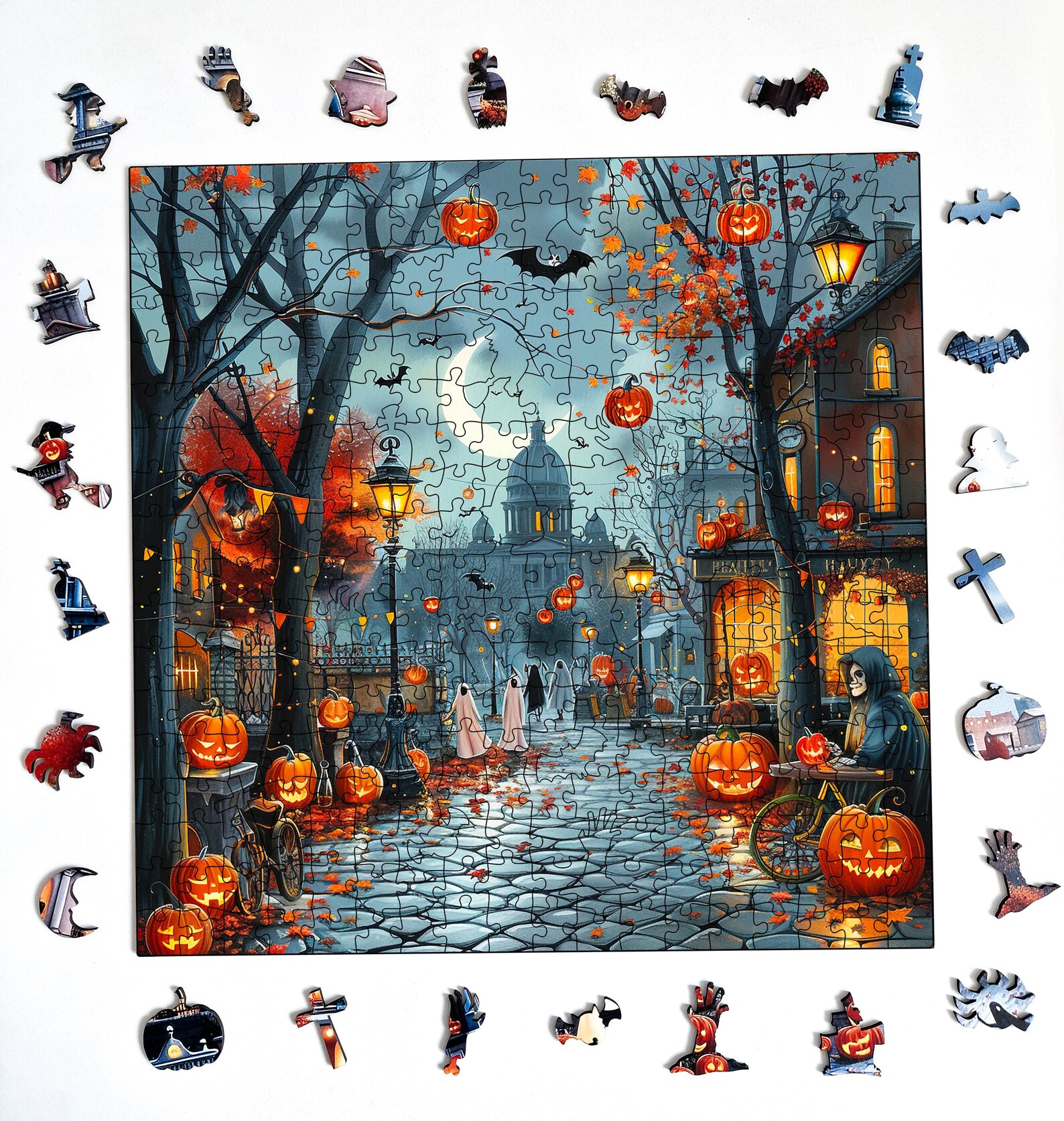 Halloween Fall Puzzles, Gothic Ghost Wooden Jigsaw Puzzle, Personalized ...