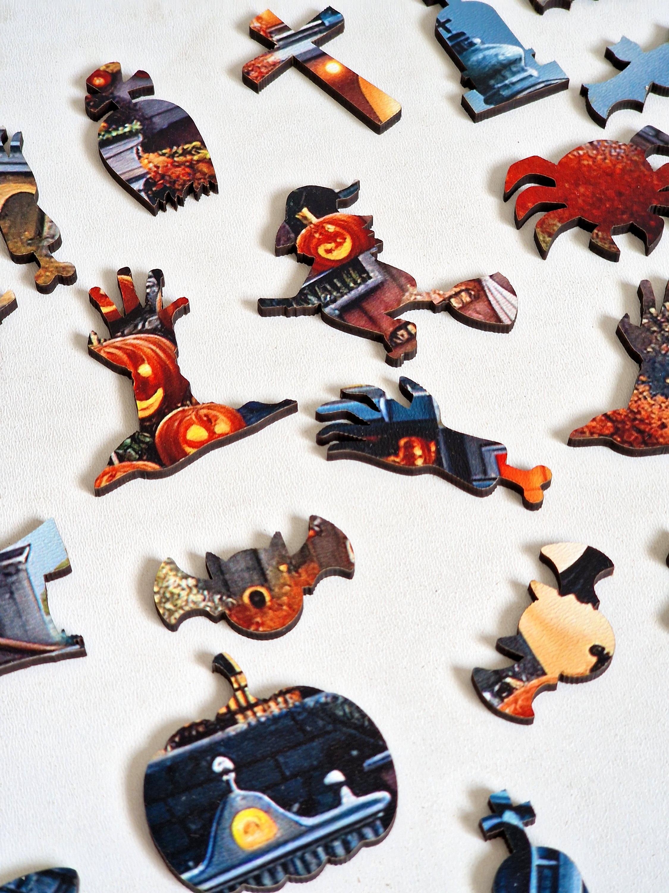 Spooky Wooden Jigsaw Puzzle, Halloween Ghost City Scene Art - Etsy