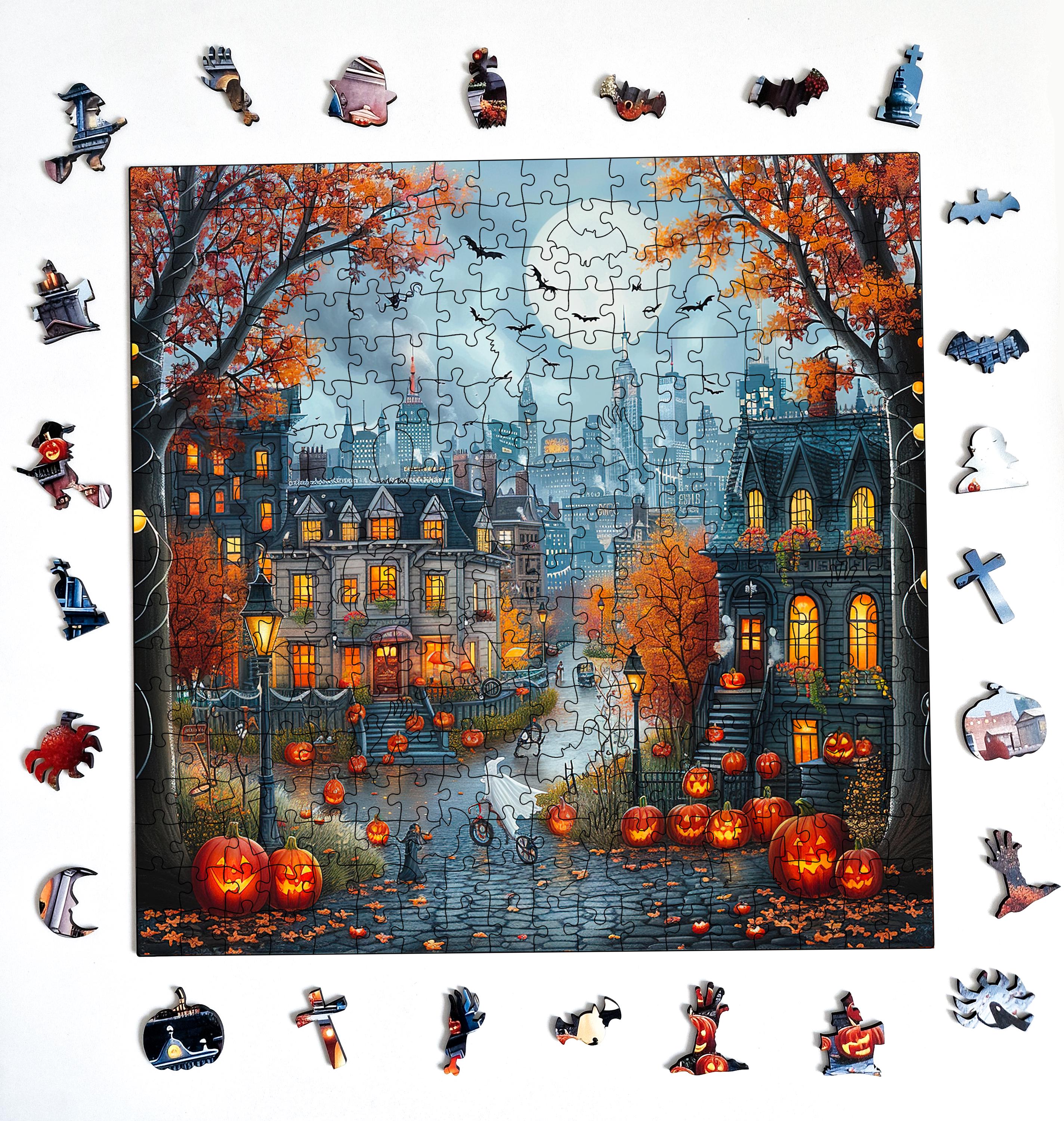Gothic Halloween Puzzles Activities, Wooden Jigsaw Autumn Puzzle, Fall ...