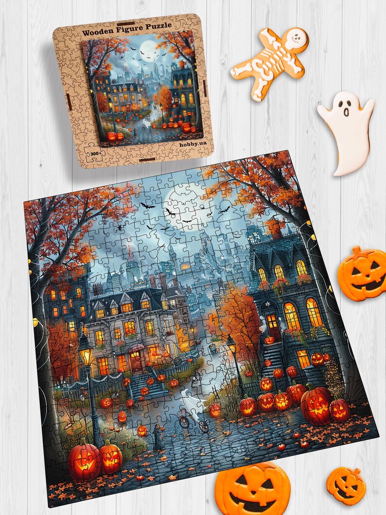 Gothic Halloween Puzzles Activities, Wooden Jigsaw Autumn Puzzle, Fall ...