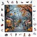 Spooky Wooden Jigsaw Puzzle, Halloween Ghost City Scene Art - Etsy