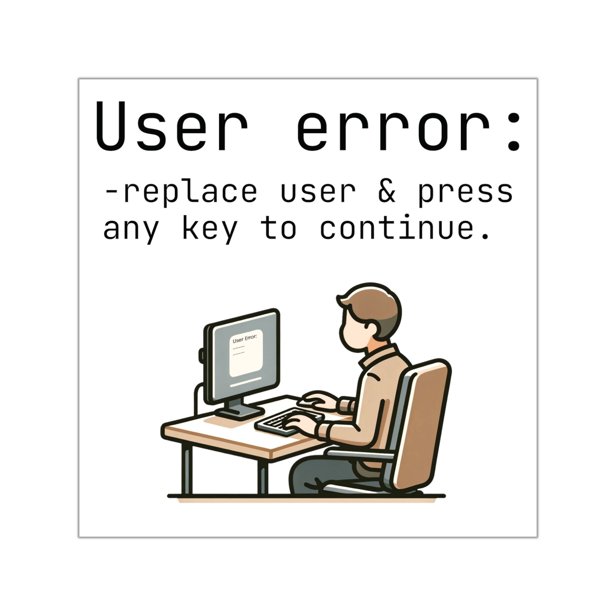 Tech Support user Error Square Vinyl Sticker - Etsy