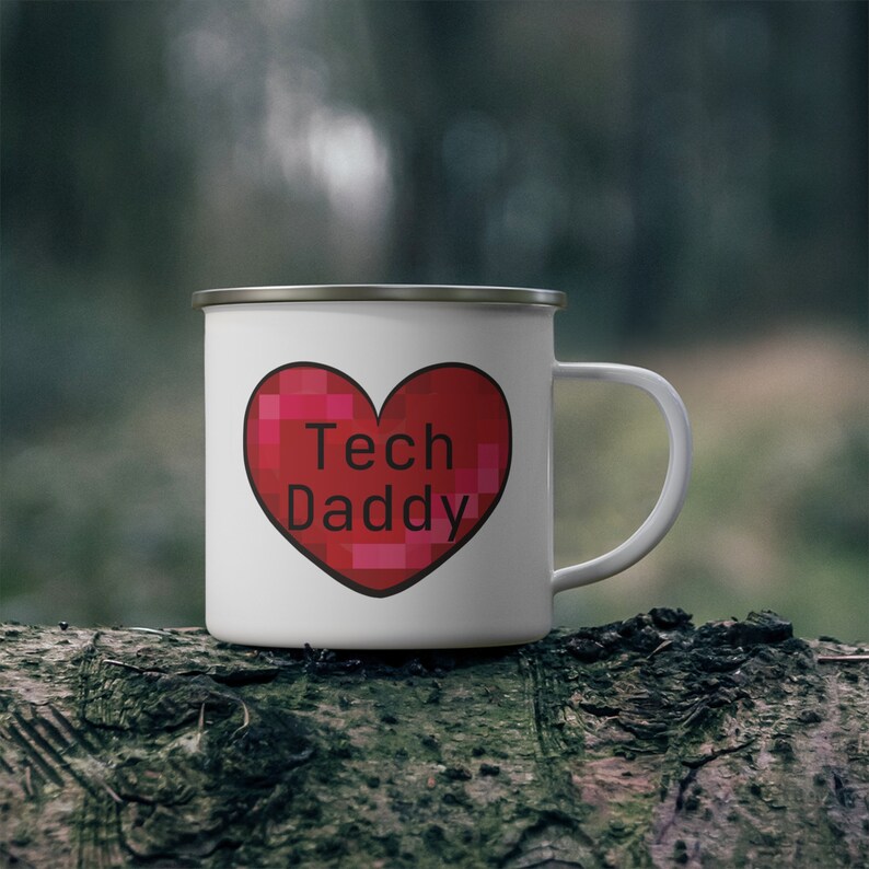 Tech Daddy Pixel Heart - Enamel Camping Mug - 12oz - Etsy