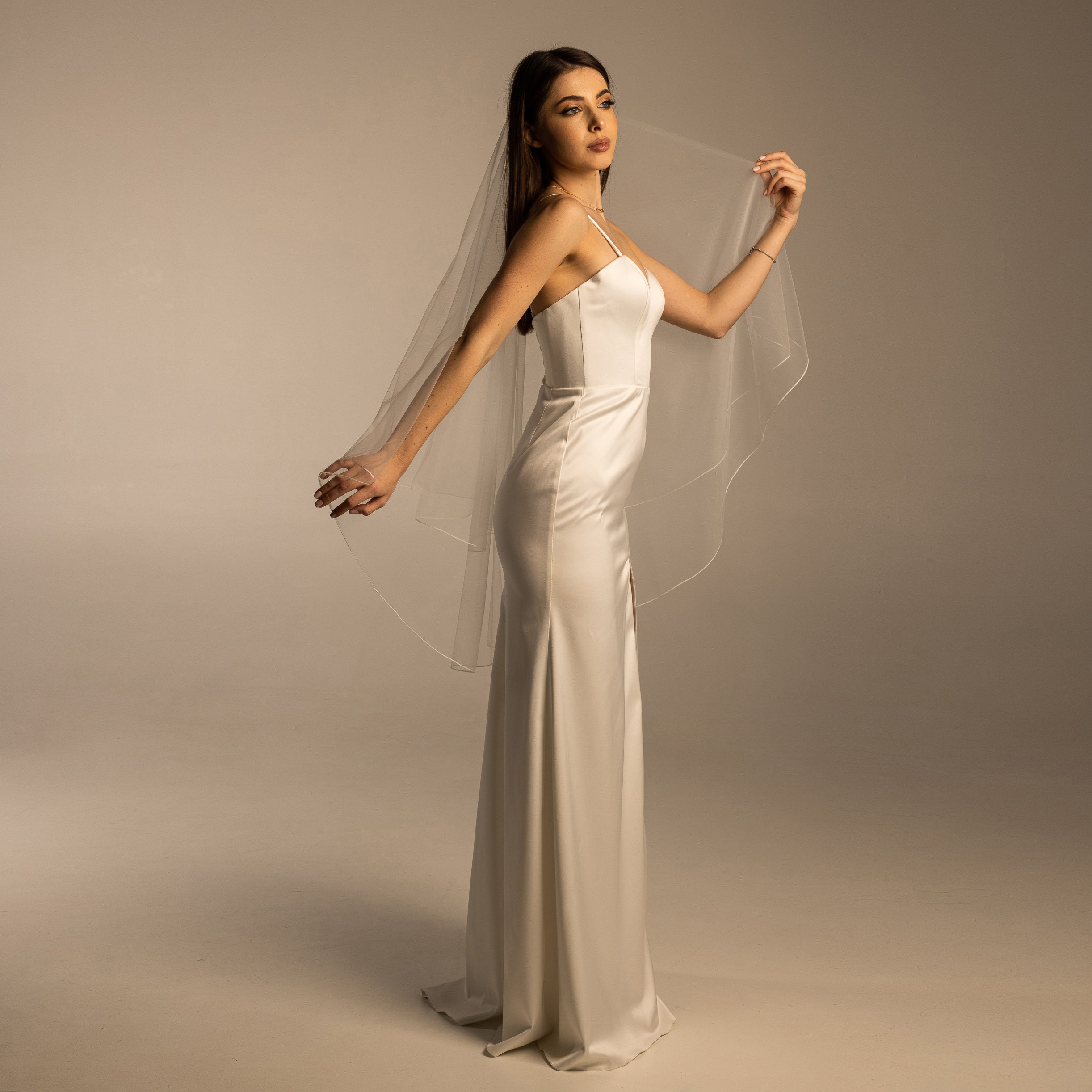 Two Layers Veil, Classic Veil, Tulle Bridal Veil, Simple Wedding Vail ...