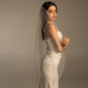 Crystal Wedding Veil, Simple Wedding Vail, Crystal Bridal Veil, Veil ...