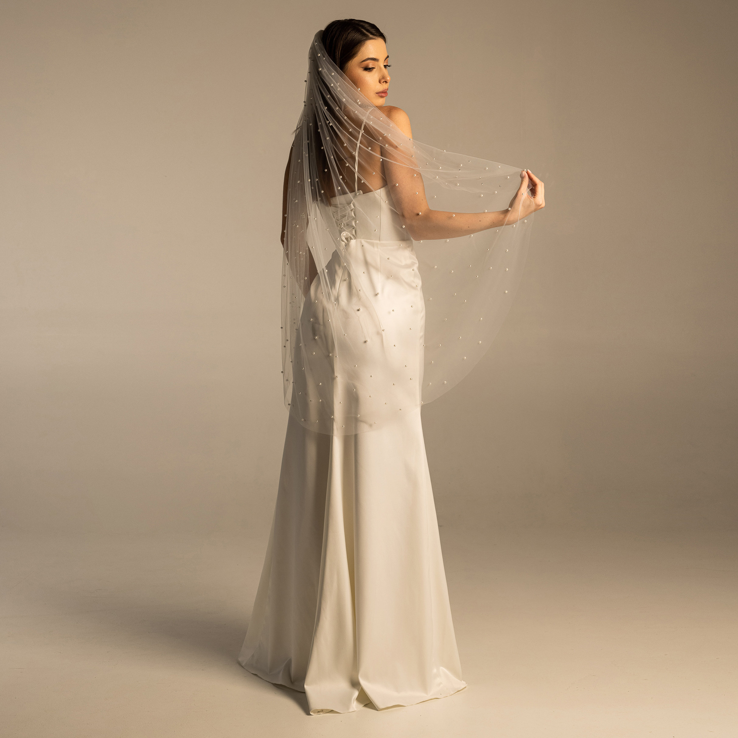 Wedding Pearl Veil, Classic Veil With Pearls, Royal Bridal Veil, Veil ...