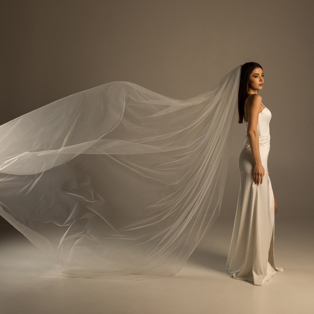 Tulle Wedding Veil, Dramatic Veil, Simple Bridal Veil, Plain Veil ...