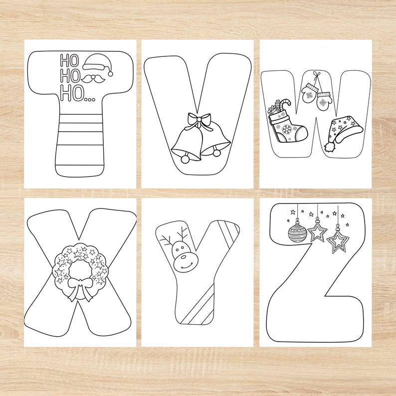 Christmas Alphabet Coloring Pages: 26 Printable ABC Book (PDF) - Etsy UK