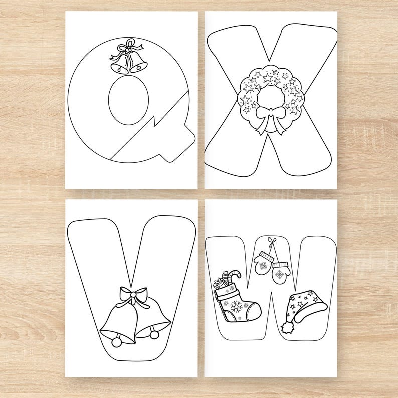 Christmas Alphabet Coloring Pages: 26 Printable ABC Book (PDF) - Etsy UK