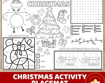 Kids Christmas Activity Placemat: Holiday Printable (PDF Download) - Etsy