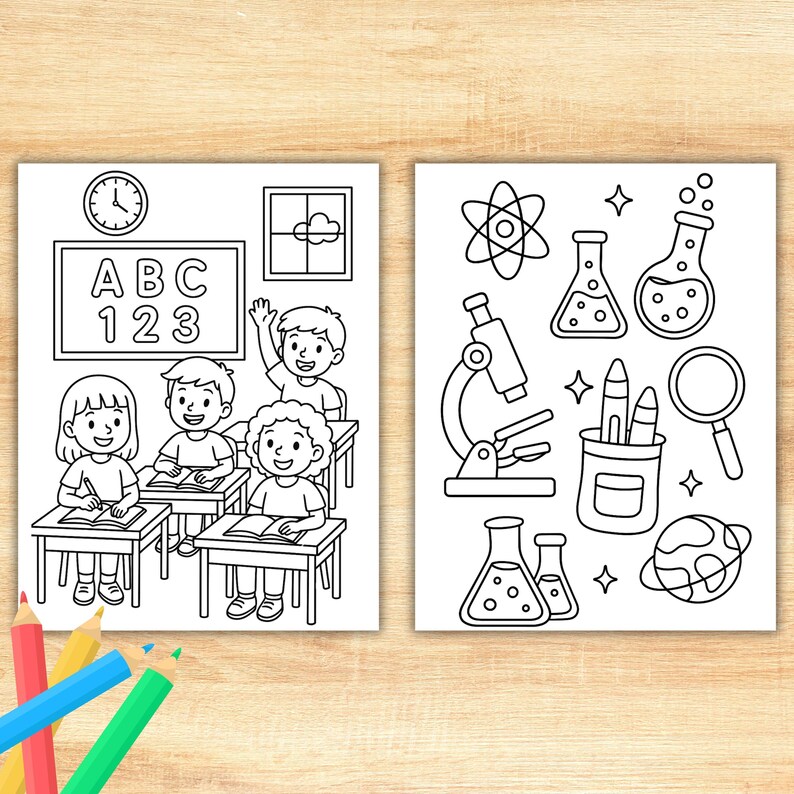 Back to School Coloring Pages: First Day Activity (digital Download ...