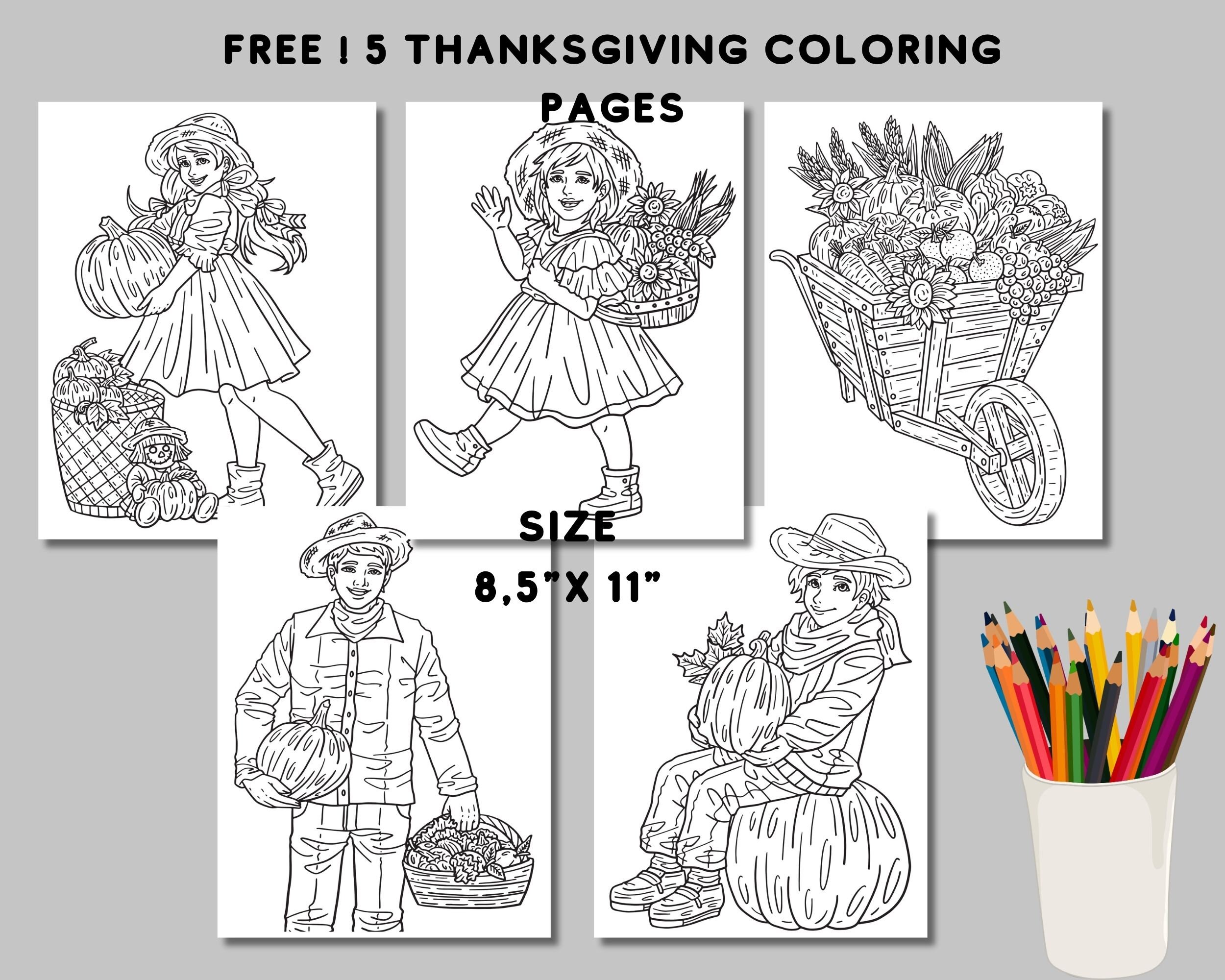 HUGE Thanksgiving Coloring Poster, Thanksgiving Coloring Pages ...