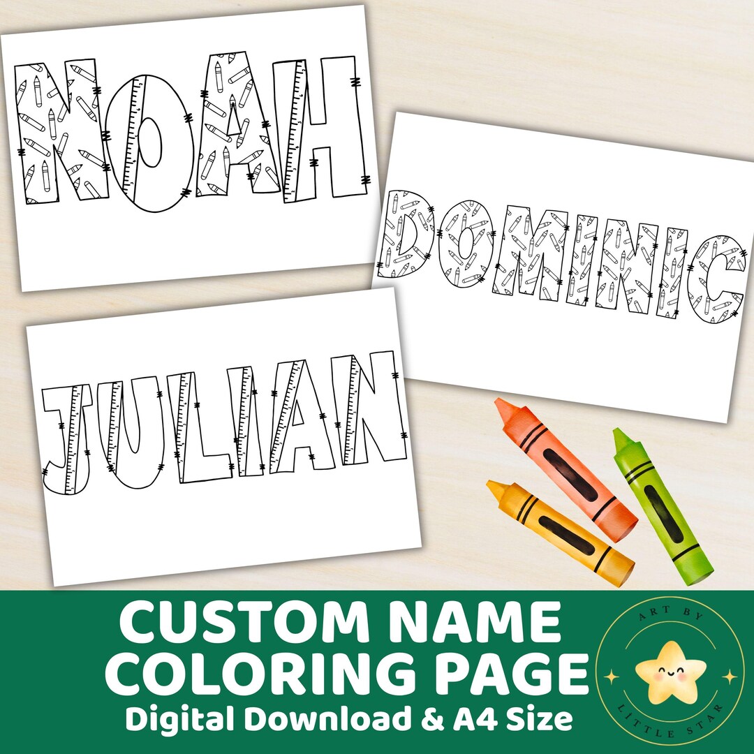 Custom Name Coloring Page: Back to School Activity (digital Download ...