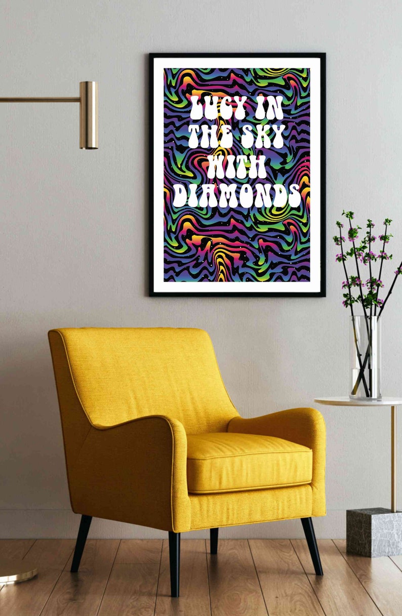 Lucy in the Sky With Diamonds Poster | Music Print | Lyrics Wall Art ...