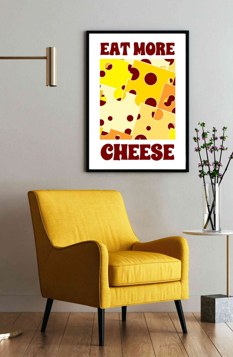 Eat More Cheese Poster Kitchen Print Wall Art Home Decor Healthy Food ...